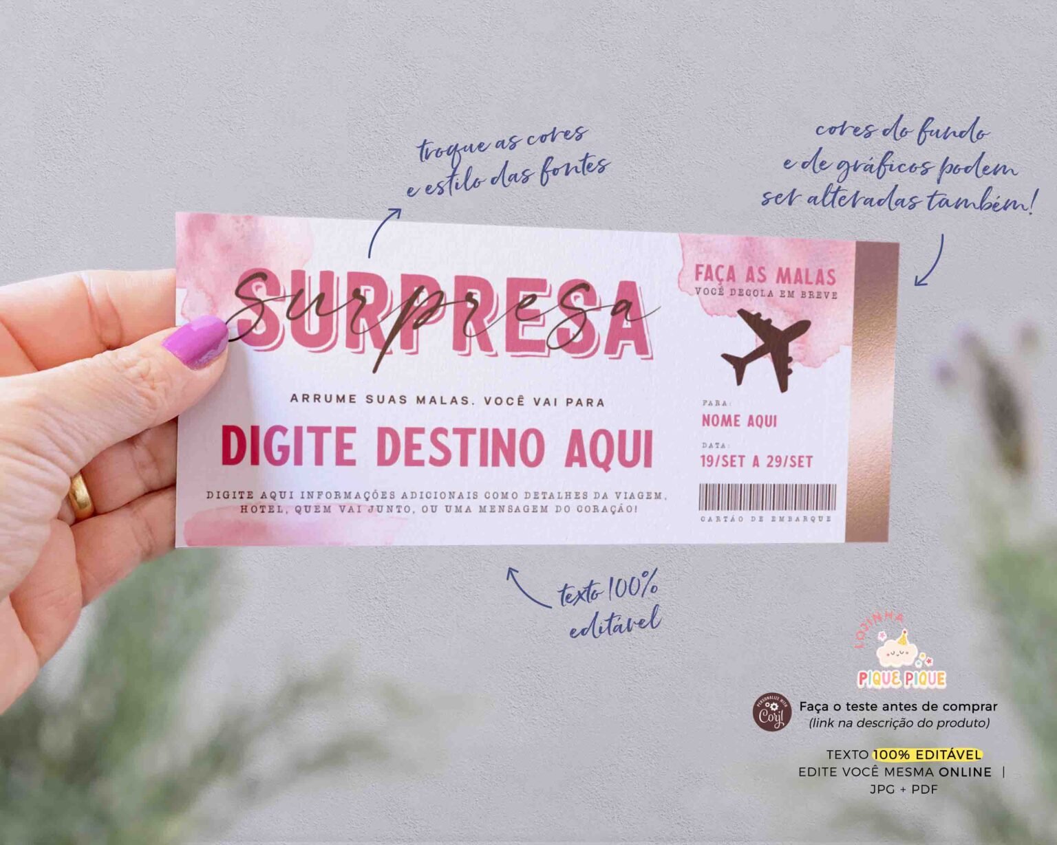 Voucher Vale Presente Cartão De Embarque Viagem Surpresa – PiquePique ...